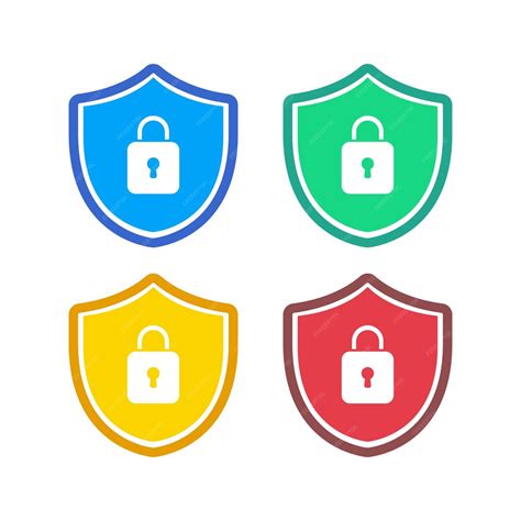 Free Vector Shield With Padlock Multiple Colours Set