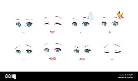 Anime Manga Expressions Eyes Set Girl Japanese Cartoon Style Stock