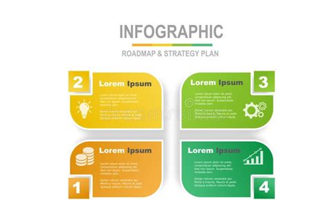 Infographic Element Template Business Concept With 4 Steps Rectangle Shape Design For