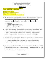 Statistical Methods Hypothetical Data Analysis Probability Course Hero