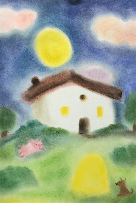 Иллюстрация домик в стиле книжная графика