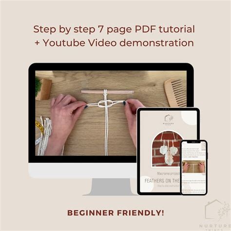 Feather Macrame Pattern Beginner Leaf Tutorial Step By Step Diy Digital Download Macrame