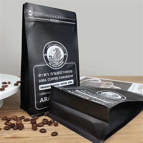Custom Matte Black Coffee Bags With Valve Wholesale