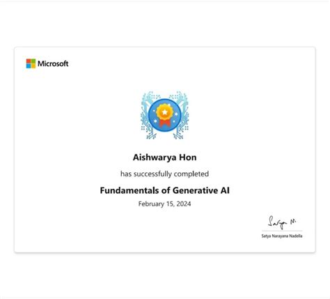 Microsoftai Generativeai Certification Ai Innovation Aishwarya Hon