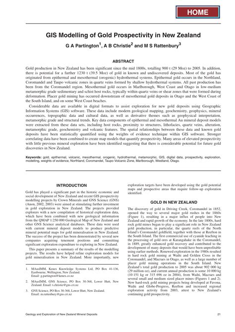 Pdf Gis Modelling Of Gold Prospectivity In New Zealand