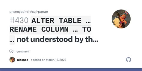 `alter Table Rename Column To ` Not Understood By The Parser