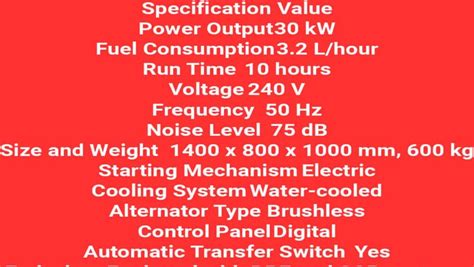 Diesel Generator Specifications A Comprehensive Guide