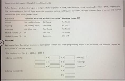 Solved Constrained Optimization Multiple Internal