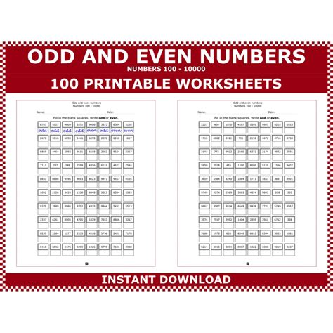 Odd And Even Numbers 100 To 10000 Odd Or Even Look The Number And
