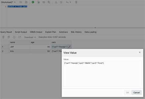 Oracle SQL Developer Web Importing JSON As Rows In A Relational Table