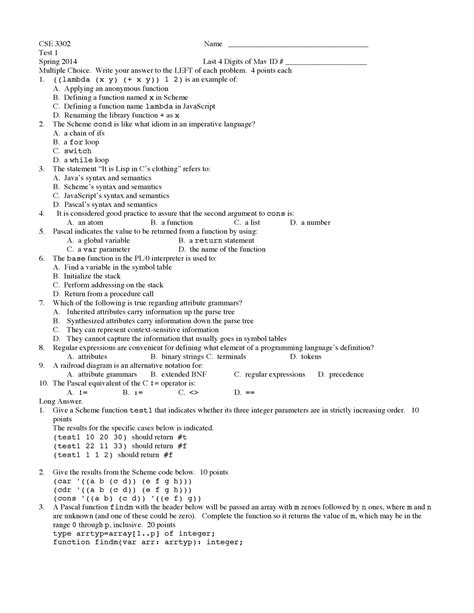 Spr14z Lecture Notesimportant Questions Cse 3302 Name
