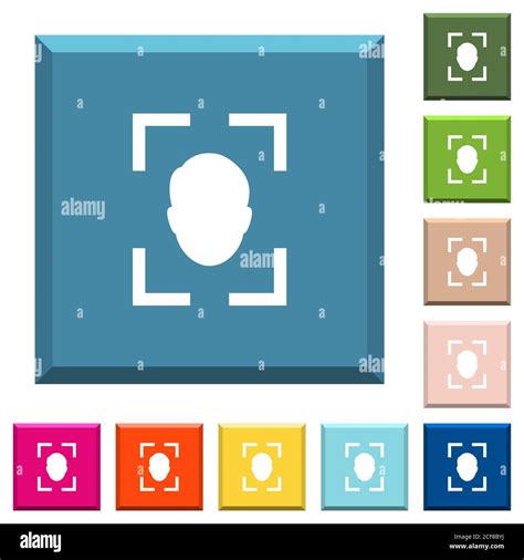 Camera Selfie Mode White Icons On Edged Square Buttons In Various Trendy Colors Stock Vector