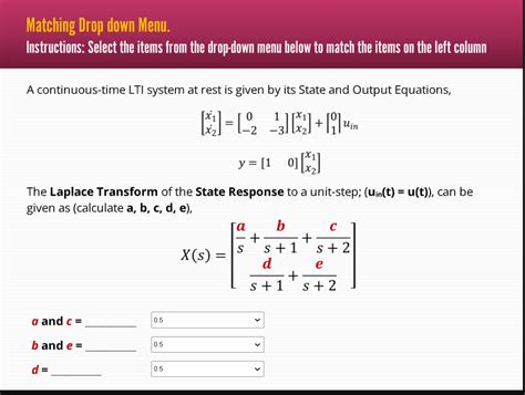 solved matching drop down menu instructions select the