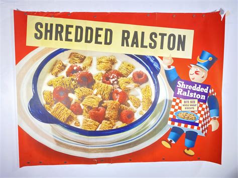 Lot Vintage Shredded Ralston Breakfast Cereal Poster 1940s 39 12”w
