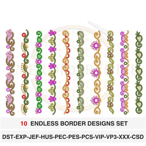 10 Embroidery Border Designs Bundle B 0004 Embroideryhive