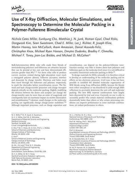 Pdf Use Of X Ray Diffraction Molecular Simulations And Group Mcgehee