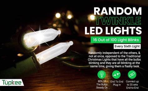Christmas Led Random Twinkle Lights 100 Led Red Green