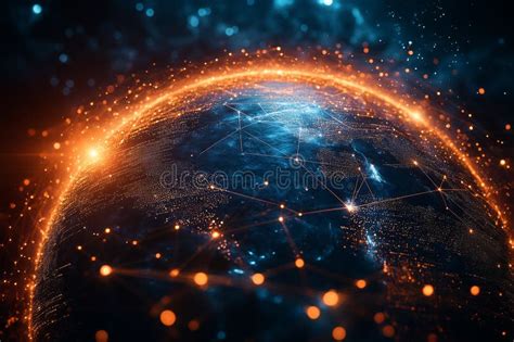 A Vibrant Digital Globe Displays Interconnected Lines Symbolizing Global Connectivity And