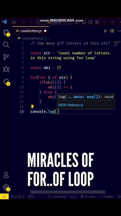 😍😍 Use For Of Loop To Count Characters In A Javascript String Shorts