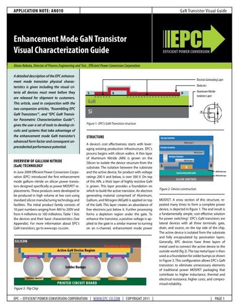 Enhancement Mode Gan Transistor Visual Characterization Epc