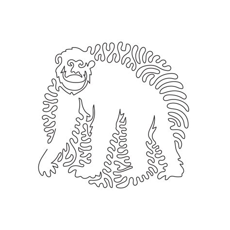 Continuous Curve One Line Drawing Of Adorable Chimpanzee Curve Abstract Art Single Line