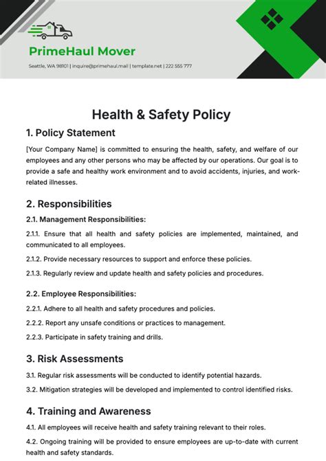 Health And Safety Management System Template