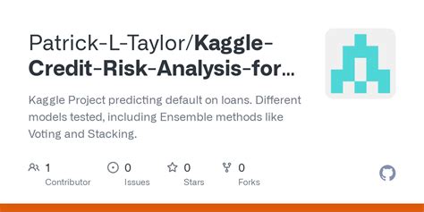 Github Patrick L Taylorkaggle Credit Risk Analysis For Loans Kaggle Project Predicting