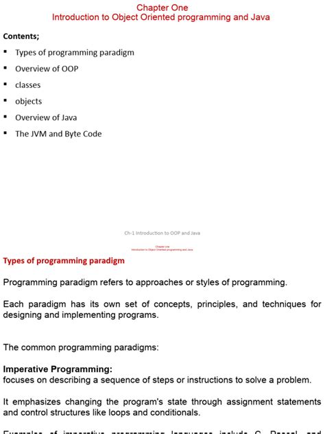 Oop Chapter One Pdf Object Oriented Programming Programming Paradigms