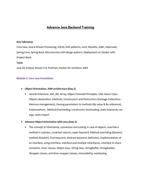 3459advance Java Backend Toc Pdf Method Computer Programming