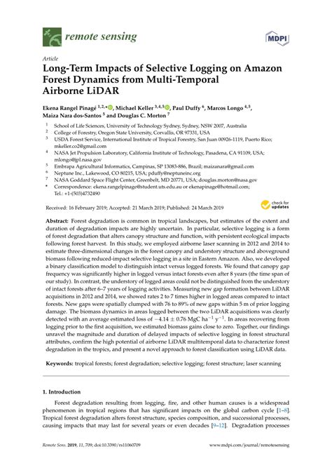 Pdf Long Term Impacts Of Selective Logging On Amazon Forest Dynamics From Multi Temporal