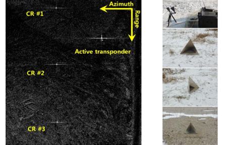 Left Sar Image Of The Calibration Site Right Photos Of The