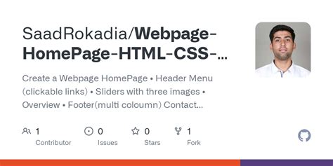 GitHub SaadRokadia Webpage HomePage HTML CSS JAVASCRIPT BOOTSTRAP PHP