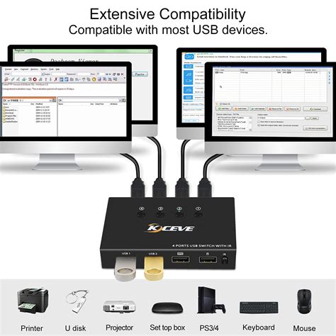 Buy Usb Switch Selector Mleeda 4 Port Km Switch 4 Computers Sharing 4 Usb Devices Usb Peripheral