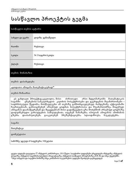 პროექტის ფორმა 1