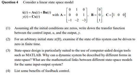 Solved Question Consider A Linear State Space Model ID Chegg