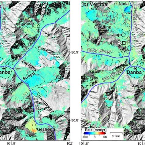 2d Displacement Rate Maps A Eastward And B Vertical Displacement Download Scientific