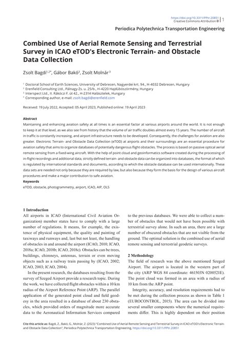 Pdf Combined Use Of Aerial Remote Sensing And Terrestrial Survey In Icao Etods Electronic