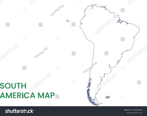 High Detailed Map South America Outline Stock Vector Royalty Free