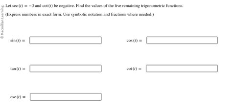 Solved Let sec 𝑡 sec and cot 𝑡 cot be Chegg