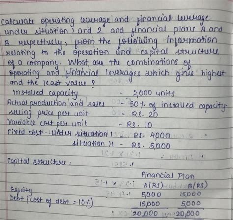 Calculate Operating Leverage And Financial Studyx