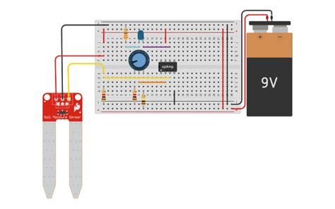 Circuit Design Soil Moisture Sensor 741 Tinkercad