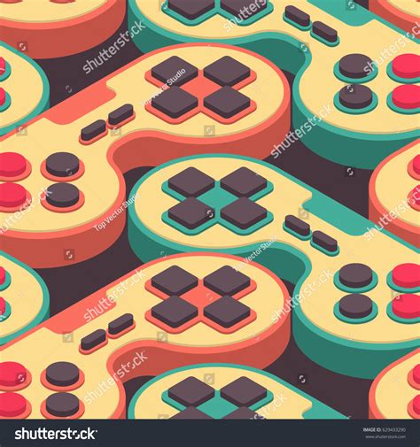 Joystick Retro Seamless Pattern Gampad Game Stock Vector Royalty Free