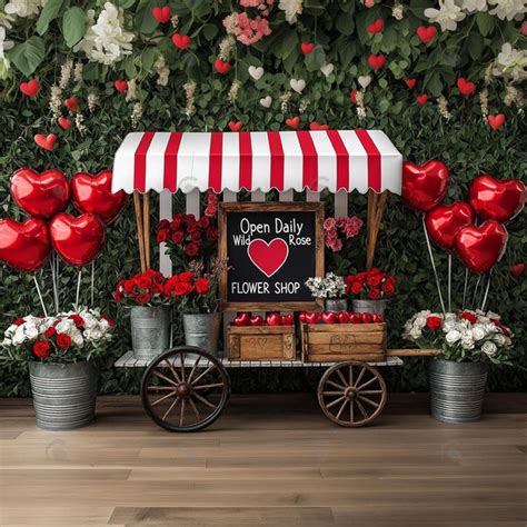 Allenjoy Valentine Rose Flower Cart Photography Backdrop Gbsx 01348