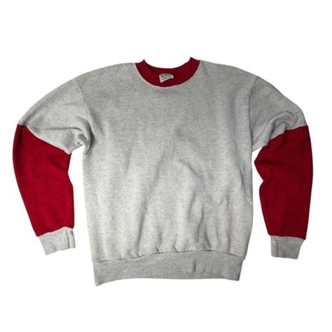 Vintage 80s Crewneck Sweatshirt Mens Large Pullover Colorblock Gray