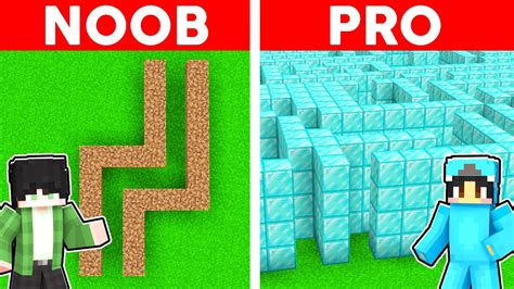 Minecraft NOOB Vs PRO GIANT MAZE BUILD CHALLENGE YouTube