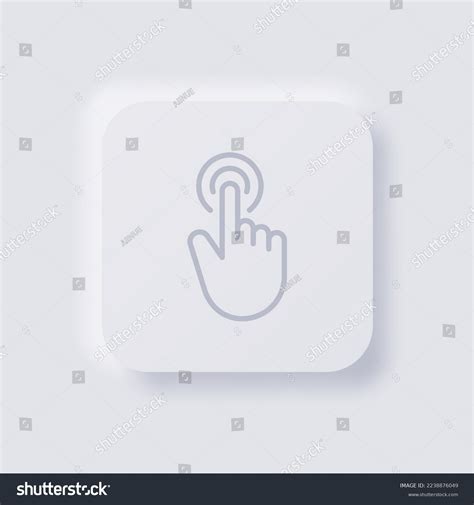 Finger Touch Icon White Neumorphism Soft Stock Vector Royalty Free