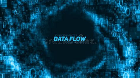 Vector Abstract Big Data Visualization Blue Glowing Data Flow As