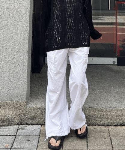 와이드핏허리밴딩핏보장🖤얇은 나일론팬츠 투웨이 바스락 와이드 카고 트레이닝 팬츠 여름긴바지 에이블리