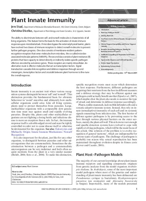 Pdf Plant Innate Immunity