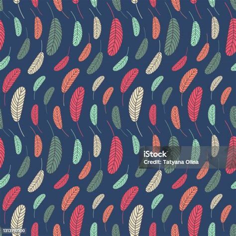 깃털 매끄러운 패턴 치킨 깃털 패턴 벡터 플랫 일러스트레이션 섬유 포장 포장지 인사말 카드 종이 인쇄용 디자인 귀여운에 대한 스톡 벡터 아트 및 기타 이미지 Istock